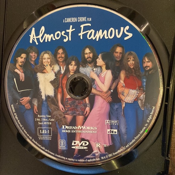 Columbia Pictures | Media | Almost Famous Dvd Movie Golden Globe Winner ...